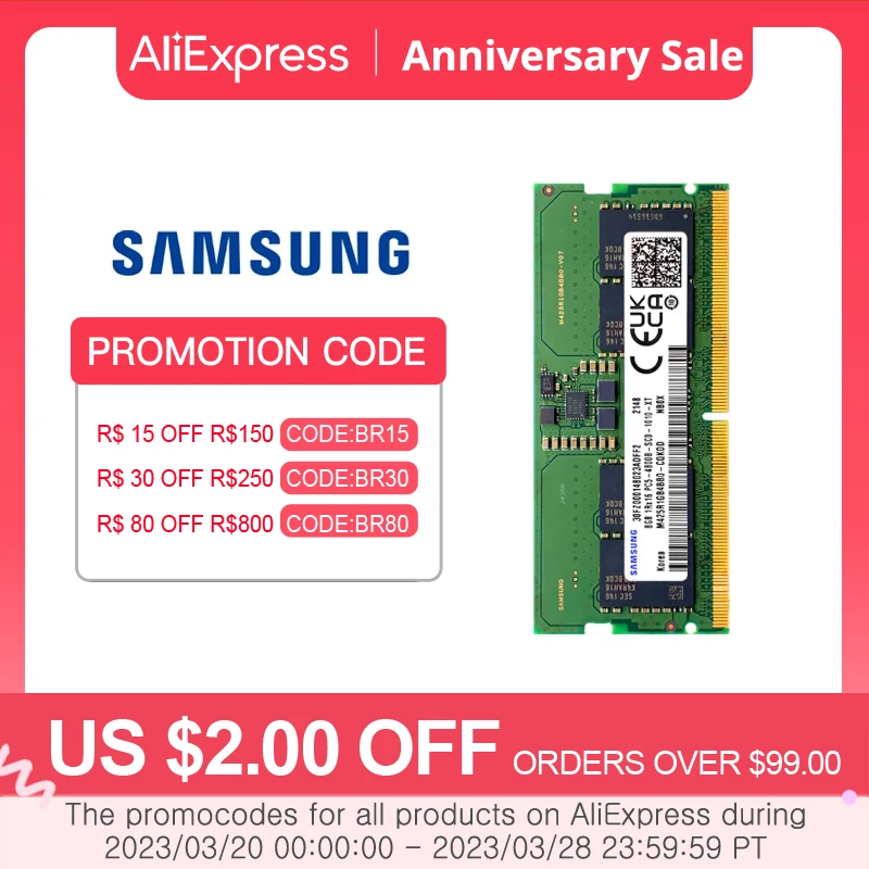 Módulo de memória Samsung-ram ddr5, 8gb, 16gb, 32gb, 4800mhz, 5600mhz, sodimm 1.1v, 262 pinos ...