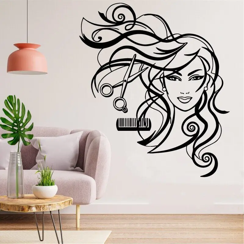 Hairdresser-Beauty-Salon-Wall-Sticker-Ladies-Hair-Salon-Glass-Window ...