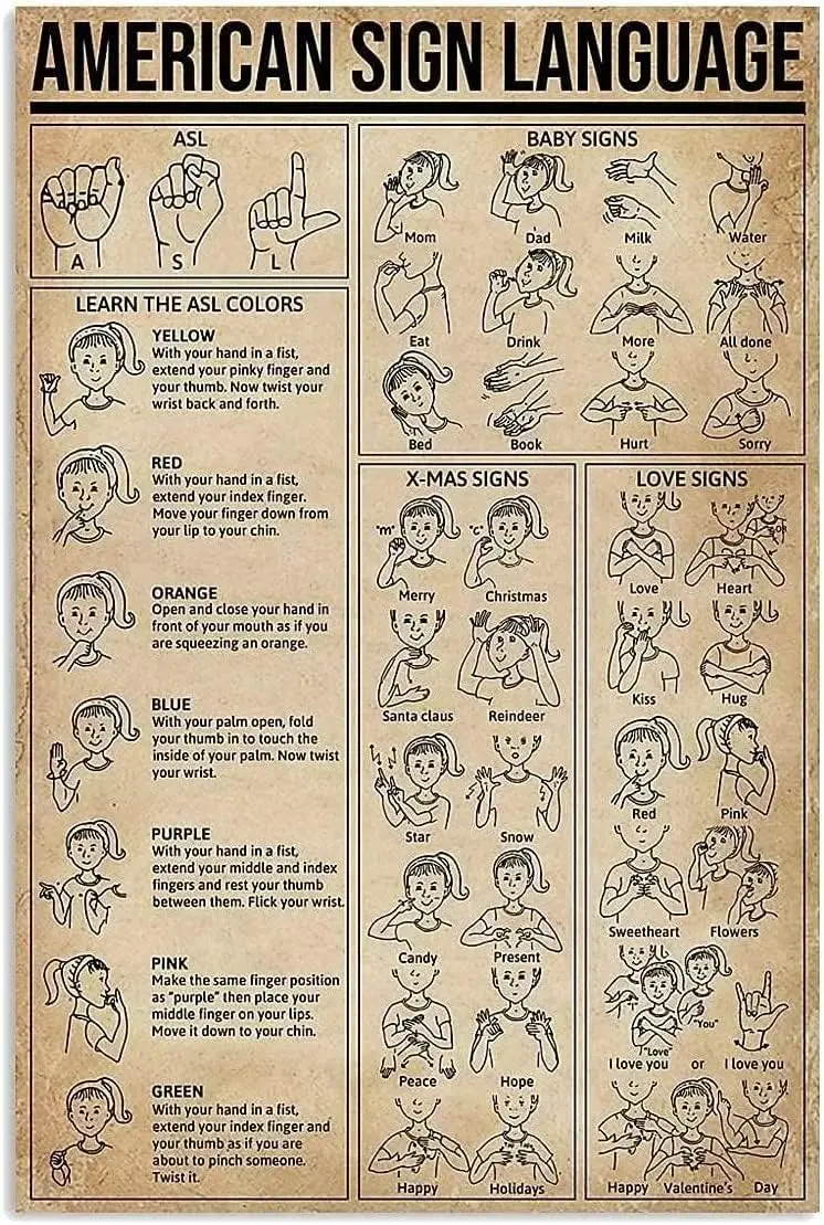 American-Sign-Language-Metal-Sign-Vintage-Home-Decor-Knowledge-For-The ...