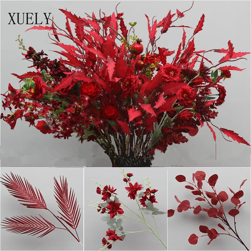 Red-Series-Simulation-Foreign-Peony-Rose-Flowers-Wedding-Road-Guide ...