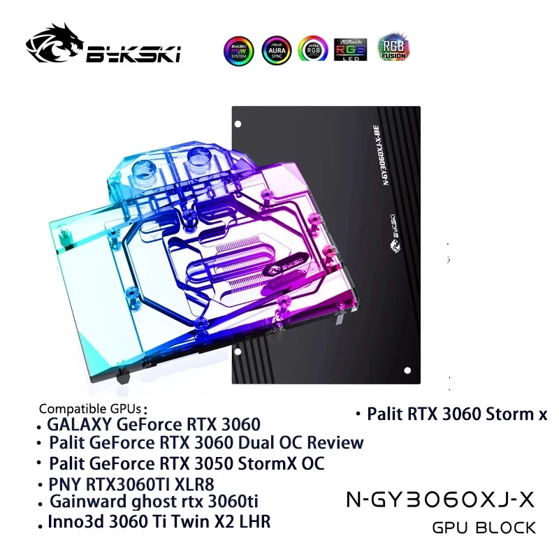 Bykski bloque de agua de N GY3060XJ X GPU para Palit RTX 3060, doble OC, revisión/GALAX RTX 3060 ...
