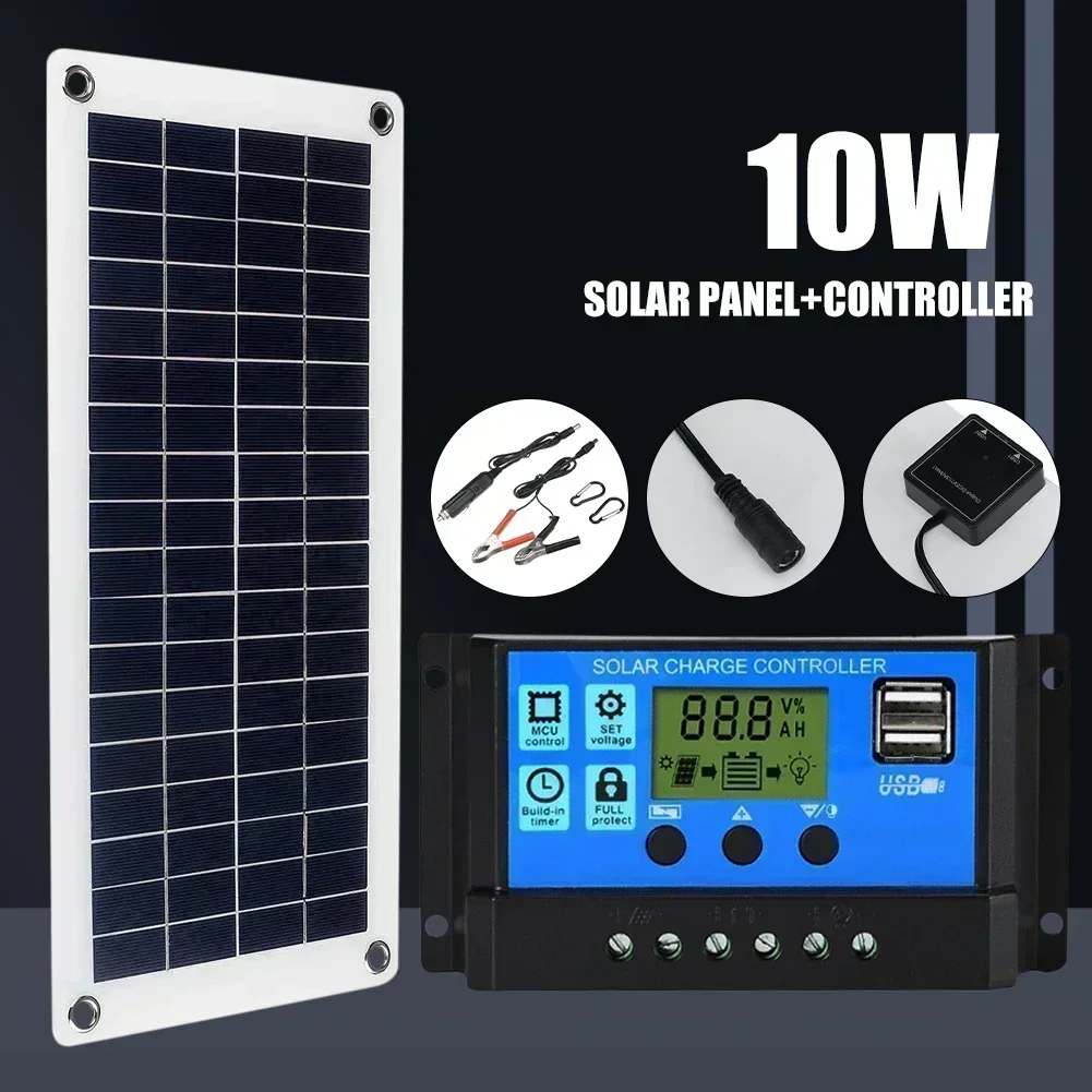 10W-Solar-Panel-Kit-Complete-12V-24V-Solar-Charge-Controller-and-Panel ...