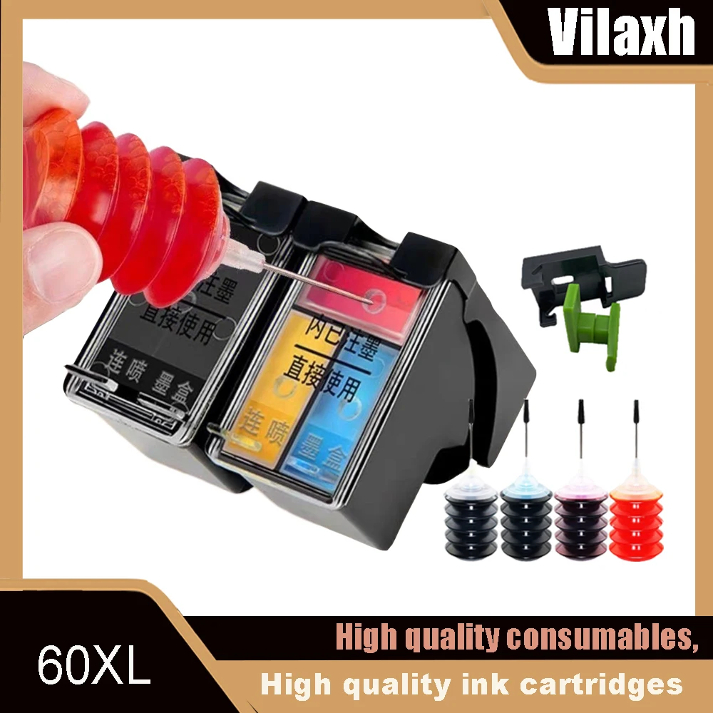 60XL Compatible for Hp 60 for Hp60 Refillable Ink Cartridge Deskjet ...