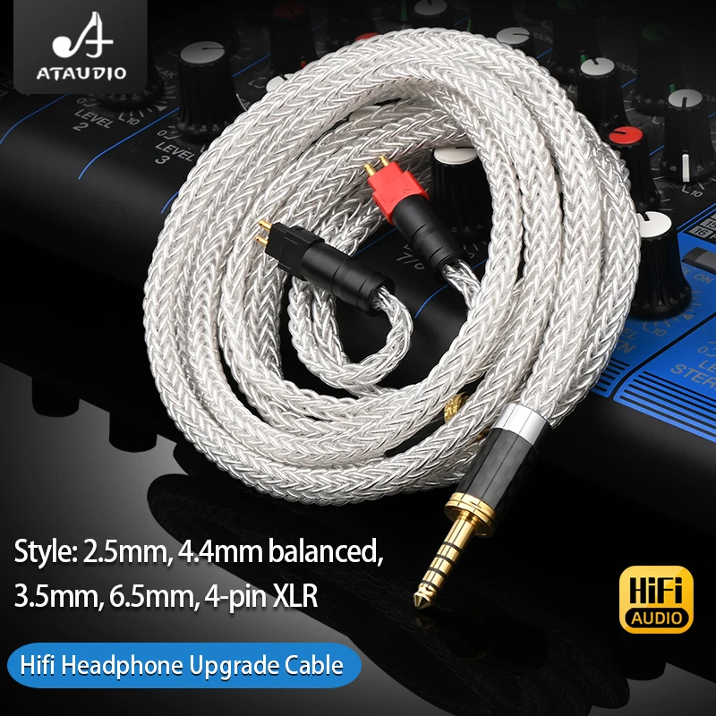 ATAUDIO-Hifi-Headphone-Cable-16-Strands-OCC-Silver-Plated-Core-Earphone ...