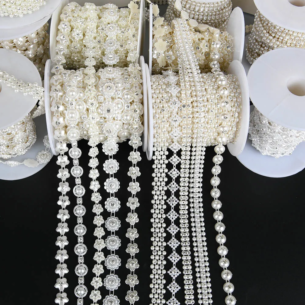 1Yards-Imitation-Pearl-Beaded-Chain-Trim-Garland-Strand-for-Door ...