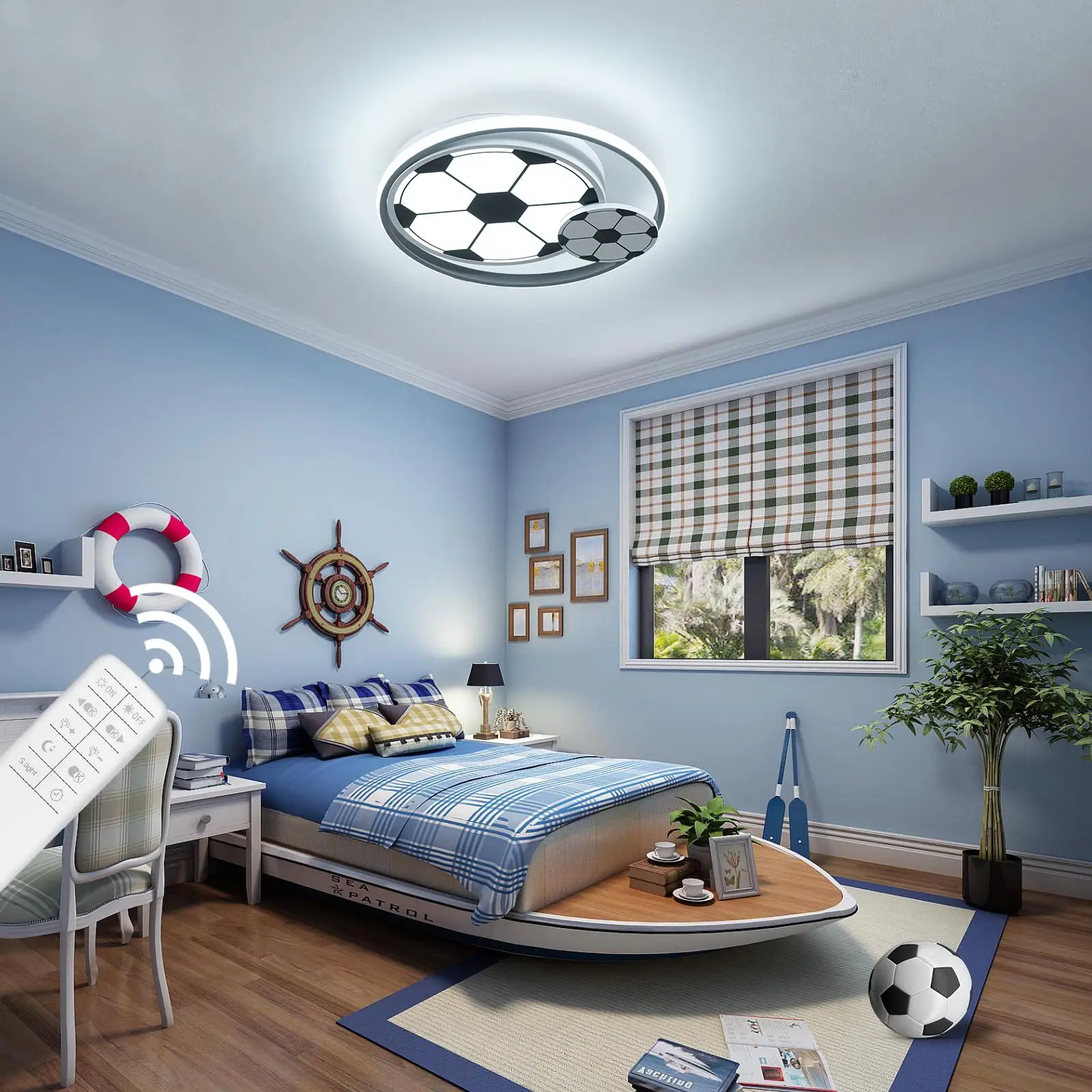 LED Ceiling Light Soccer 19.68in Cartoon kids ceiling light 65W Living ...