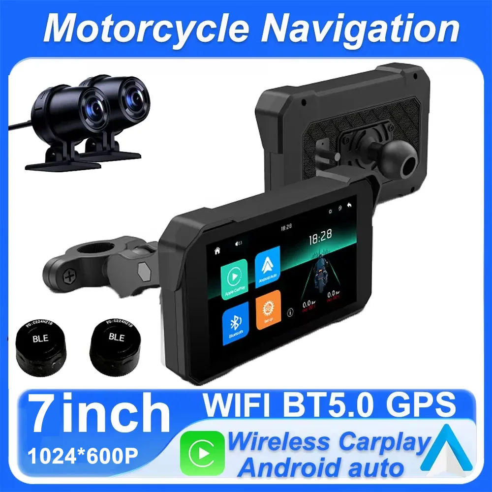 7inch/5inch Waterproof Motorcycle GPS Navigation Carplay Moto Monitor ...