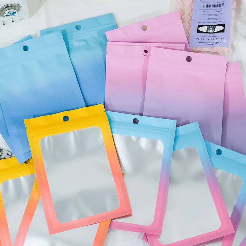 100PCS-Gradient-Rainbow-Color-Mylar-Aluminum-Foil-Package-Jewelry ...