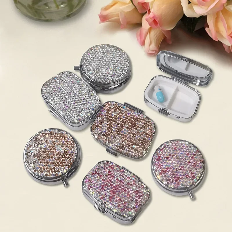 Diamond-Metal-Pill-Box-Mini-Travel-Portable-Storage-Box-Rectangular ...