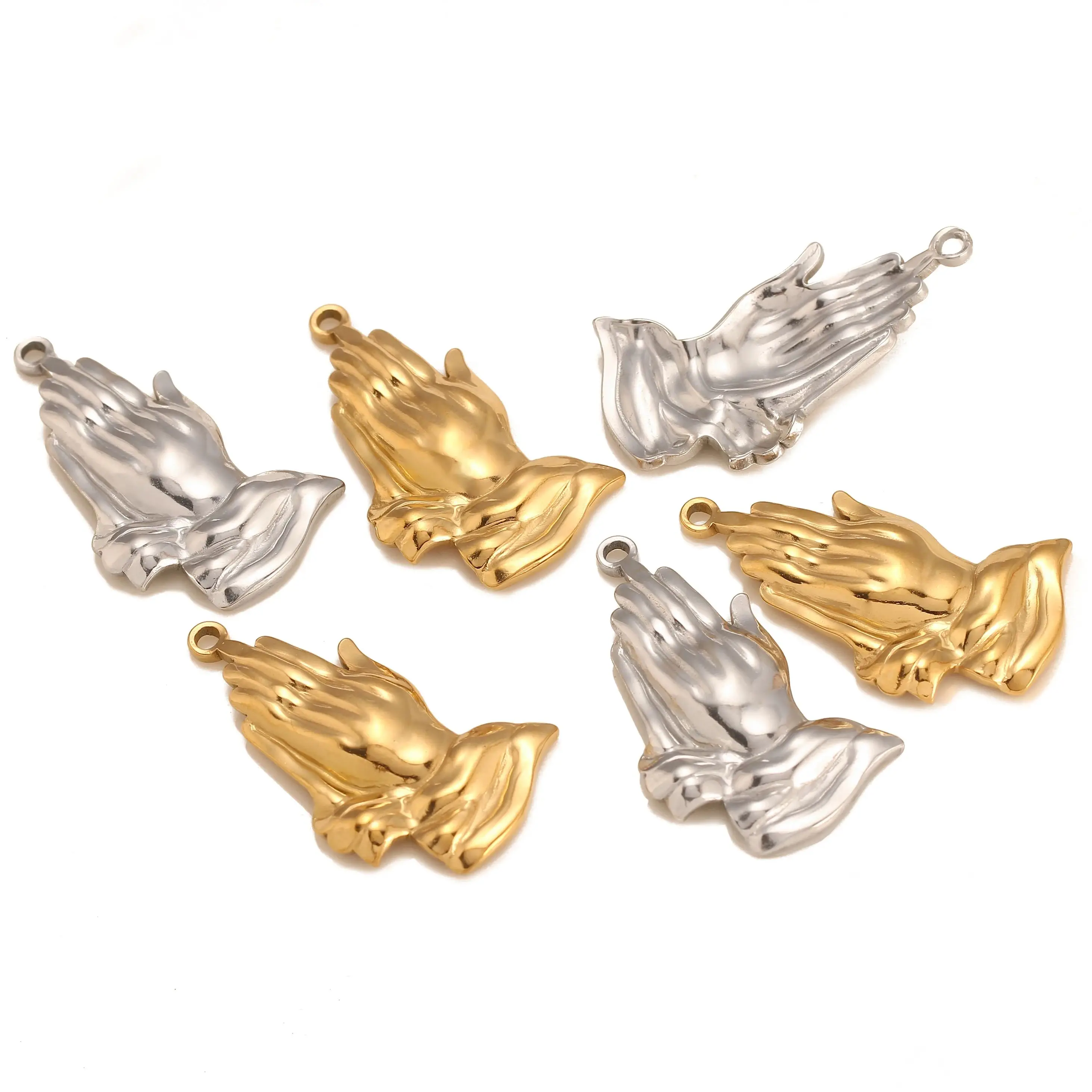 3Pcs/Lot Stainless Steel Praying Hand Charm Prayer Pendants DIY Lucky ...
