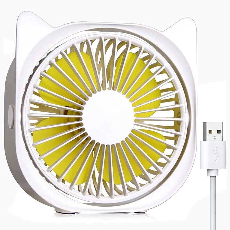 USB Desk Fan, Portable Mini Desk Fan 3 Speeds 360° Rotation USB Fan For ...