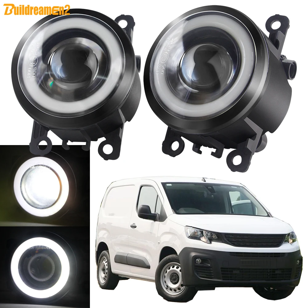 2 Pieces 30W LED COB Fog Light with Angel Eye DRL Car Fog Daytime Running Lamp For Peugeot ...