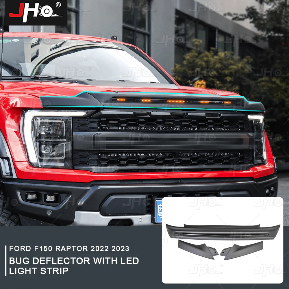 JHO-Offroad-Front-Bug-Shield-Hood-Deflector-Guard-With-Light-Strip-For ...