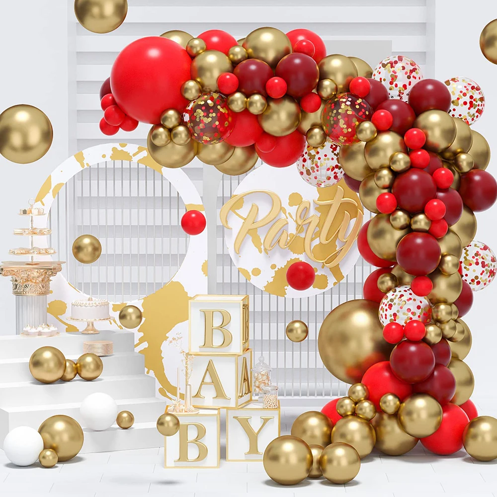 126pcs-Red-Gold-Balloons-Arch-Garland-Kit-Confetti-Double-Stuffed ...