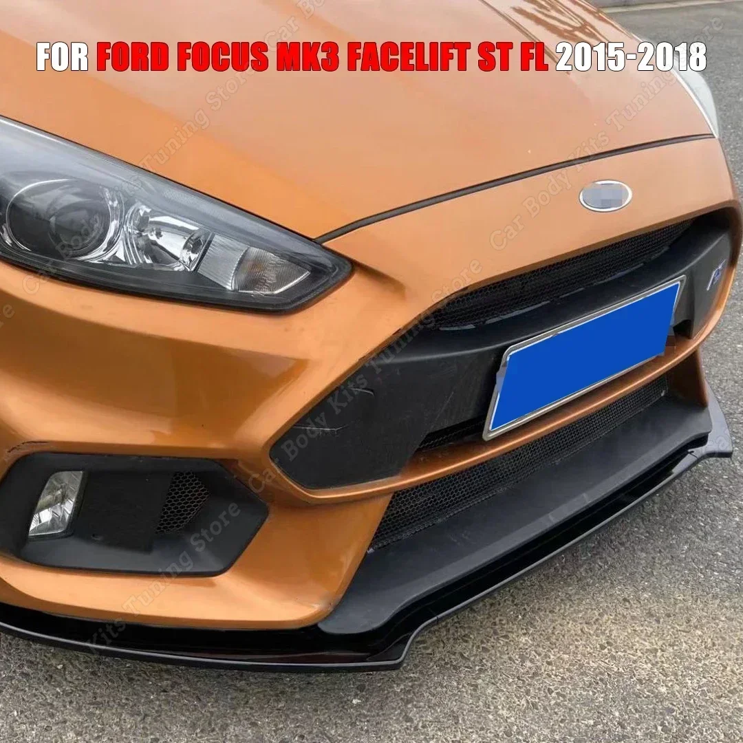 Front Bumper Lower Spoiler Lip Gloss Black For Ford Focus Mk3 St Fl 2015 2016 2017 2018 Tuning Styling Diffuser Protector Tuning Bumpers AliExpress
