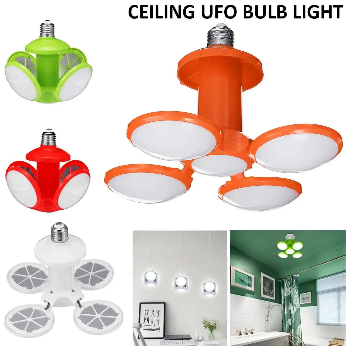 Folding LED Bulb E27 Ceiling Lamp Garage Light 220V Foldable Blade ...