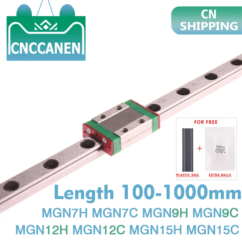 MGN7 MGN9 MGN12 MGN15 100 - 1000mm Miniature Linear Rail Slide 1pc MGN ...
