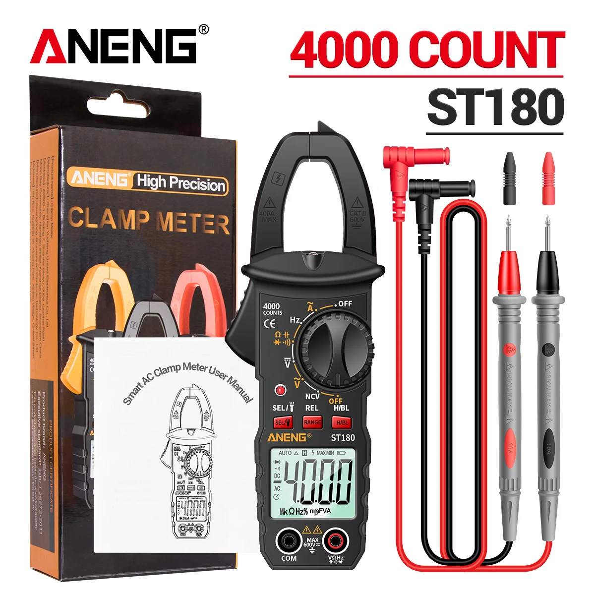 ANENG ST180 4000 Counts Digital Clamp Meter AC Current Multimeter ...