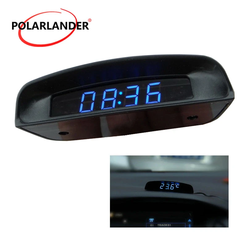 12V Car Electronic Clock 3 In 1 Interior Temperature Meter Voltmeter ...