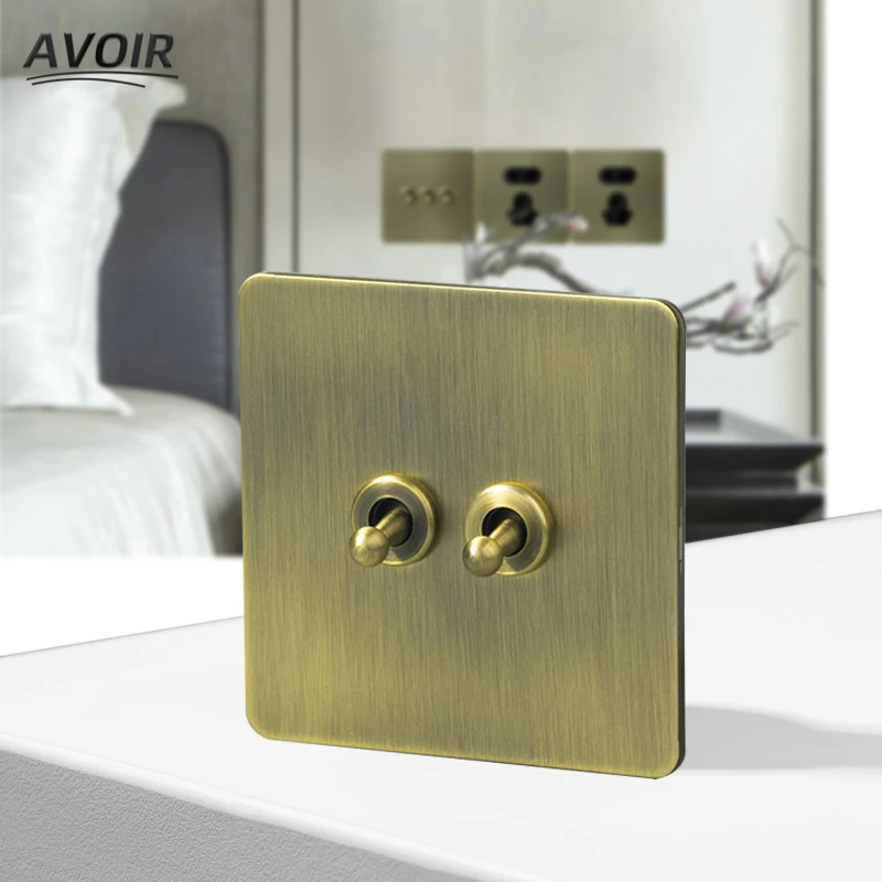 Avoir-86-Type-Retro-Toggle-Switch-Bronze-Brushed-Panel-2-Way-Vintage ...