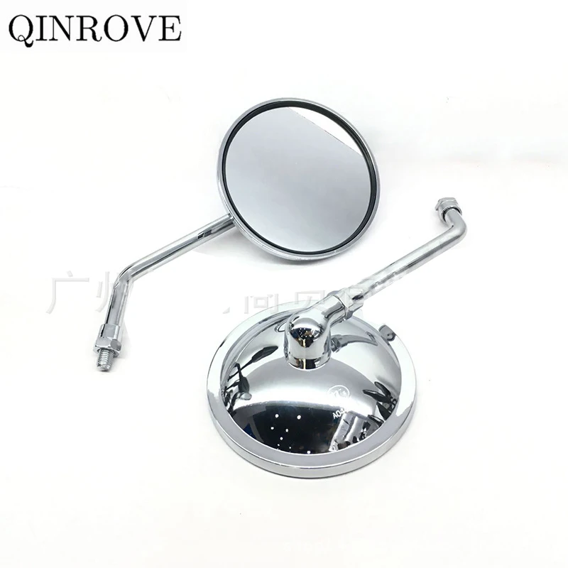 10mm-Motorcycle-Mirrors-Big-Round-White-Glass-Rear-Mirror-Universal-For ...