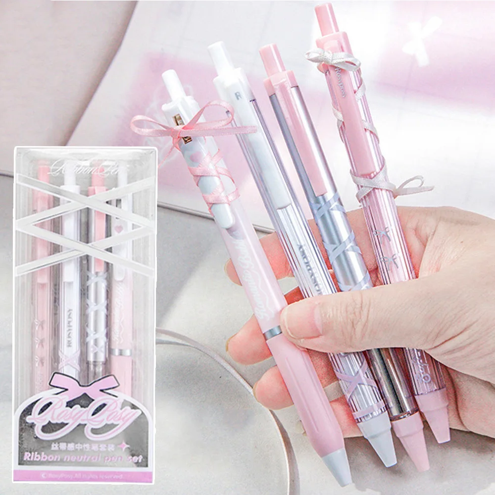 4Pcs-0-5mm-Gel-Pens-Set-Ballet-Style-Bule-Pink-Series-Ballpoint-Black ...