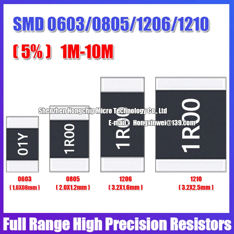 100PCS-0603-0805-1206-1210-SMD-Resistance-5-Common-Resistance-Values-1M ...