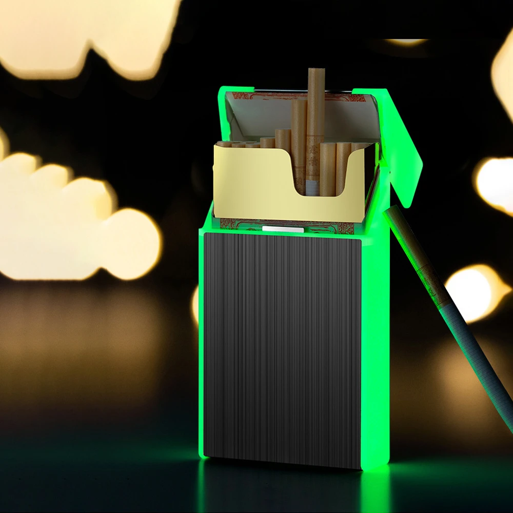 Étui à cigarettes lumineux avec support allume cigare 100mm porte ...