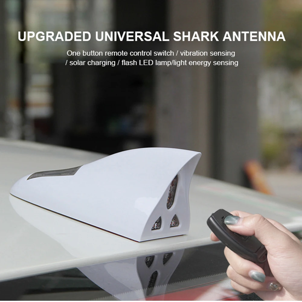 Car-Solar-Warning-Lights-Universal-Shark-Fin-Antenna-Light-LED-Anti ...