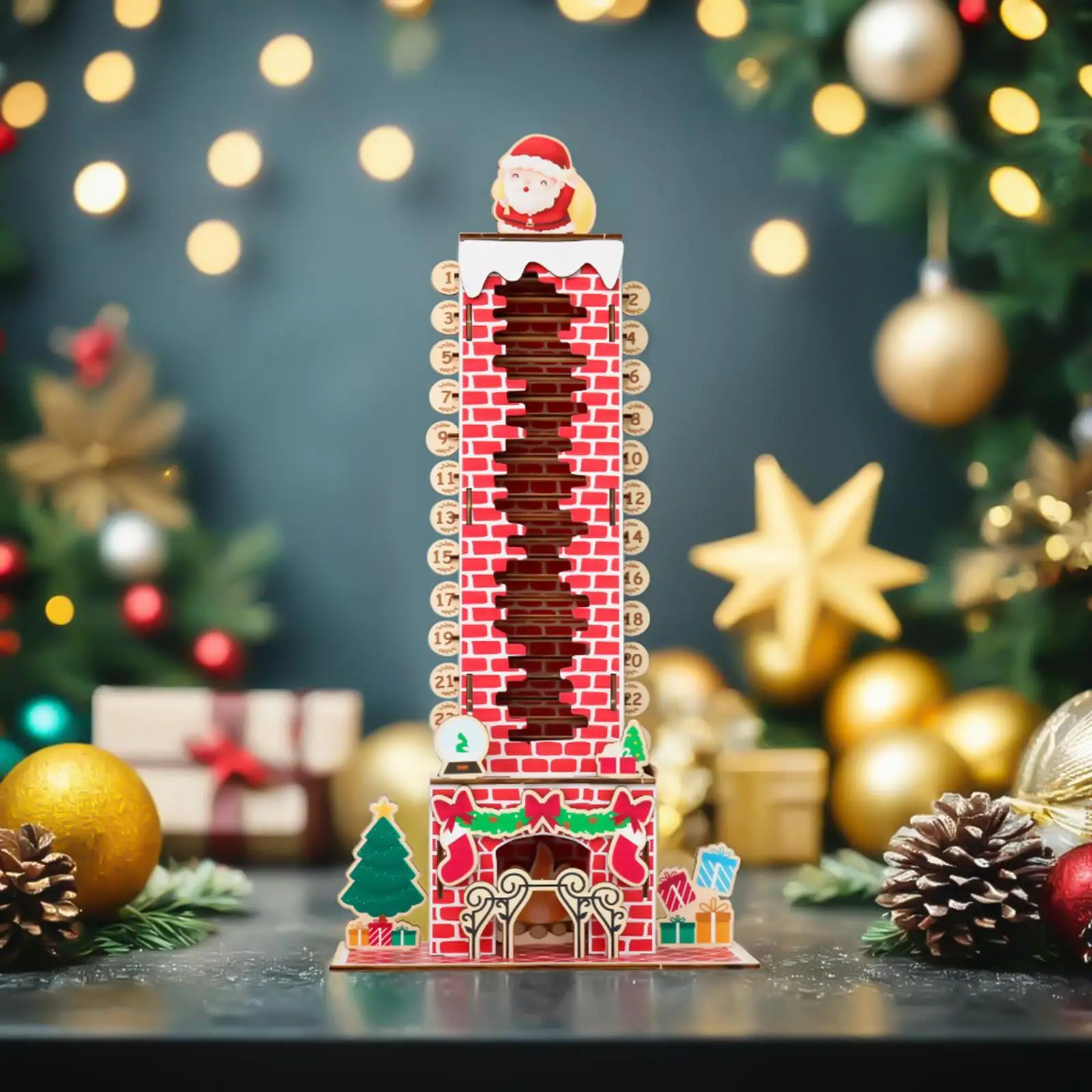 Christmas Advent Calendar Wooden Desktop Christmas Ornament for Home ...