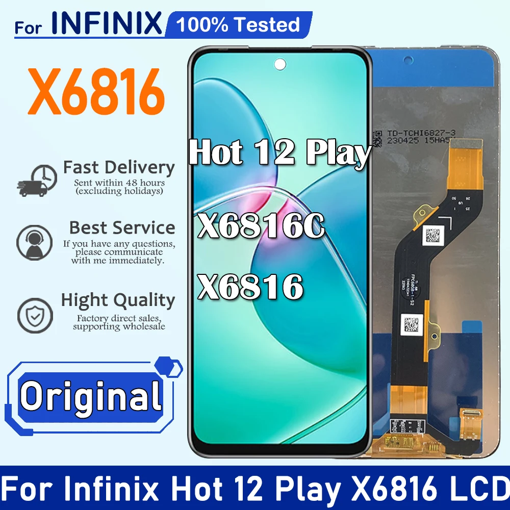 6-82-For-Infinix-Hot-12-Play-LCD-With-Frame-Display-X6816-X6816C-Screen ...