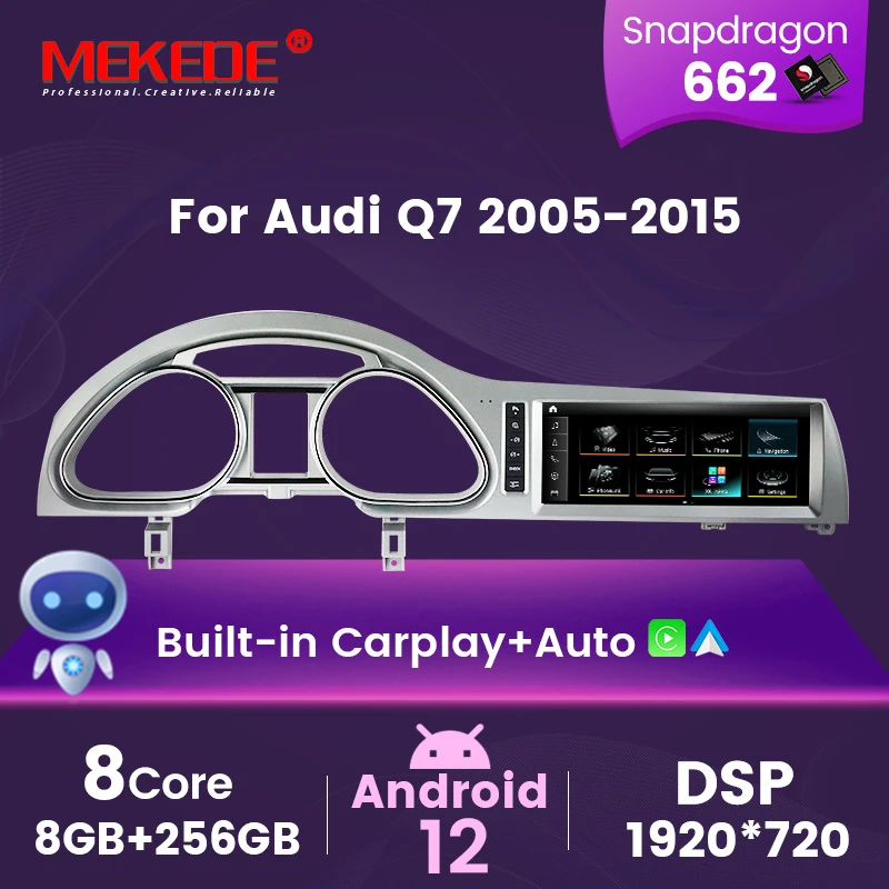 10.25 INCH Qualcomm Snapdragon 662 Android 12 8G 256G for Audi Q7 4L 2005-2015 Car Multimedia ...