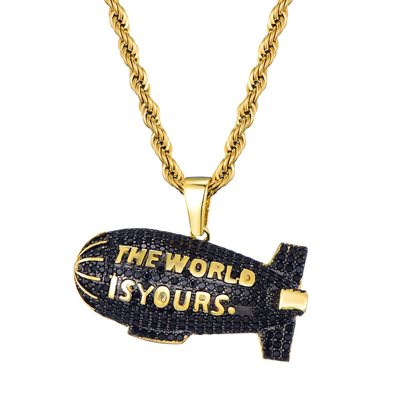 Hip-Hop-THE-WORLD-IS-YOURS-Blimp-Gold-Color-Cubic-Zircon-Necklaces ...