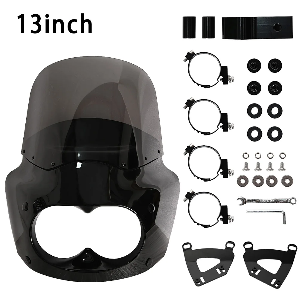 11 13 15 inch Clear Red PC Windshield Windscreen&Club Style Fairing ...