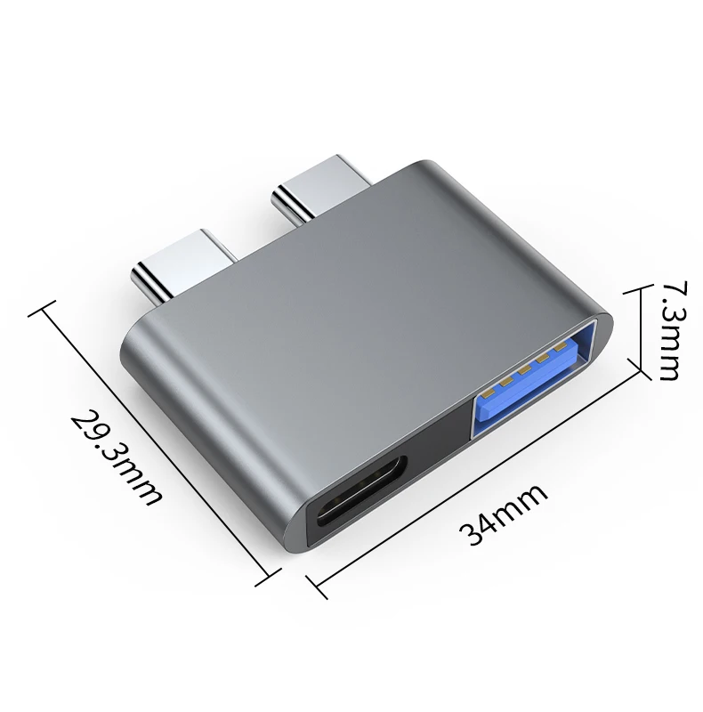 USB3.0-USB2.0-USBC - Adaptateur Hub USB C 2 en 1 pour MacBook Pro-Air, Station'accueil de Type C ...