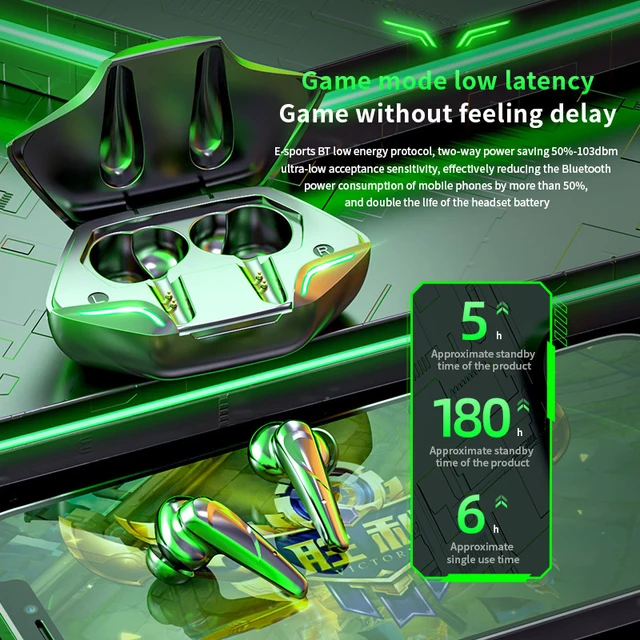 New Headset Bluetooth 5.1 Wireless Earphones Game Earbuds IPX5 ...