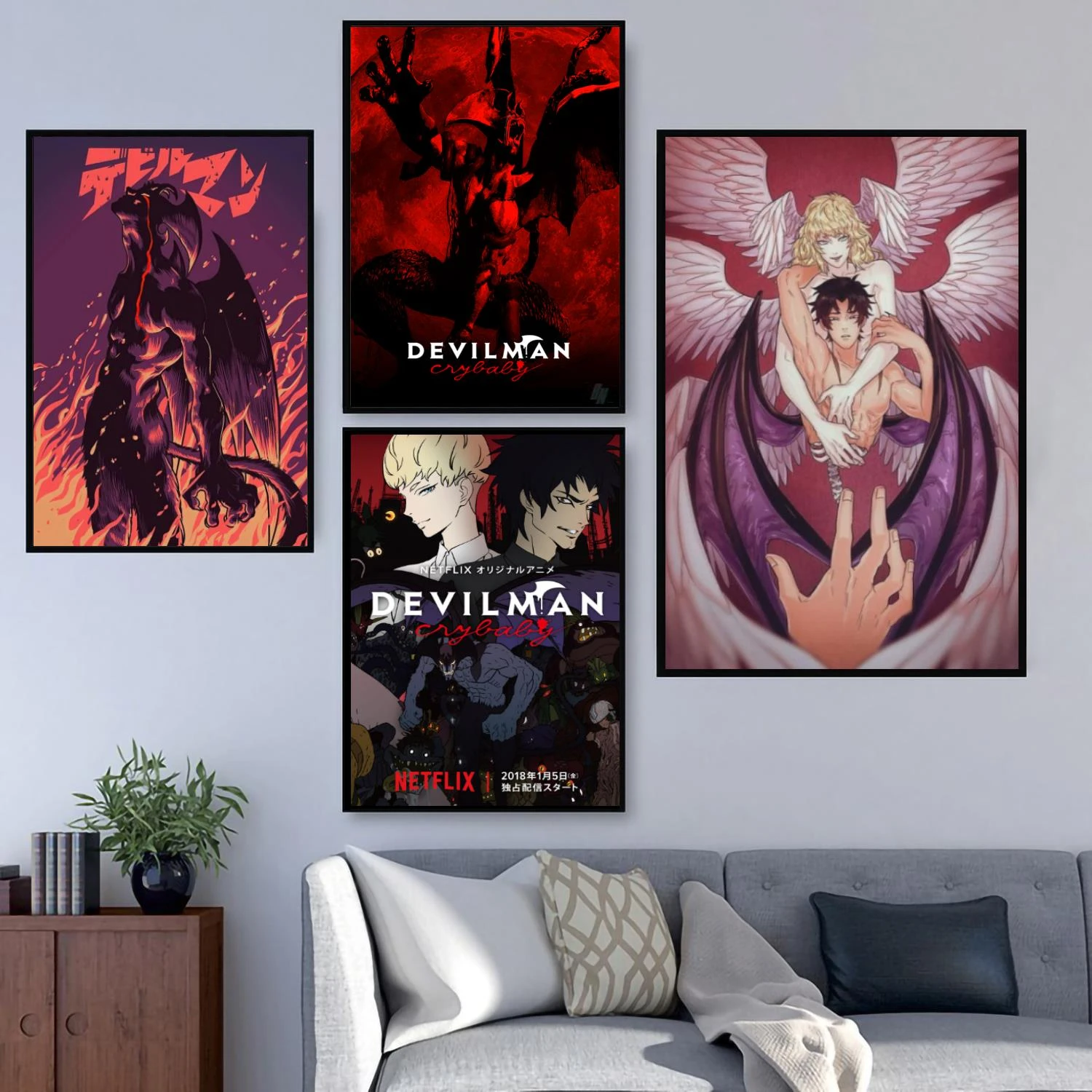 devilman crybaby cartoon 24x36 Decorative Canvas Posters Room Bar Cafe ...