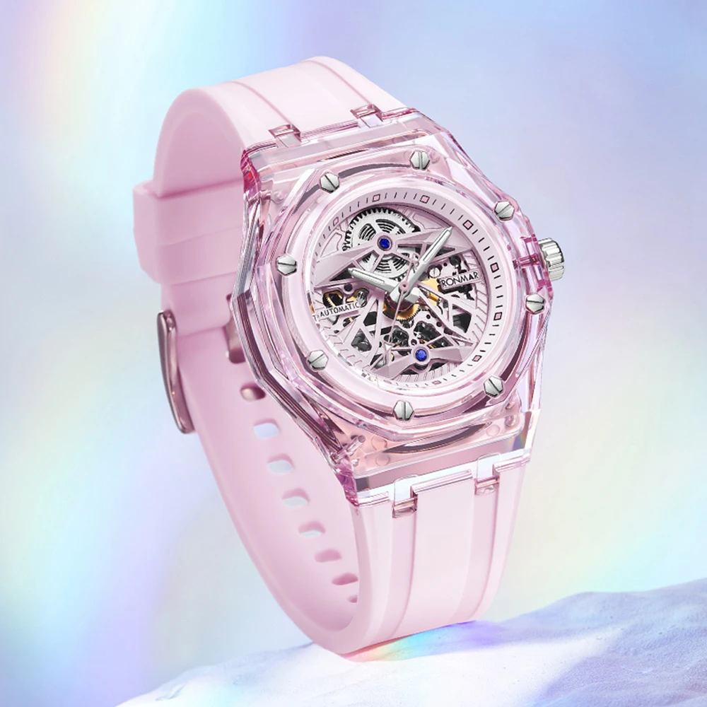 Pink-Automatic-Watch-for-Women-Luxury-Skeleton-Mechanical-Wristwatches ...