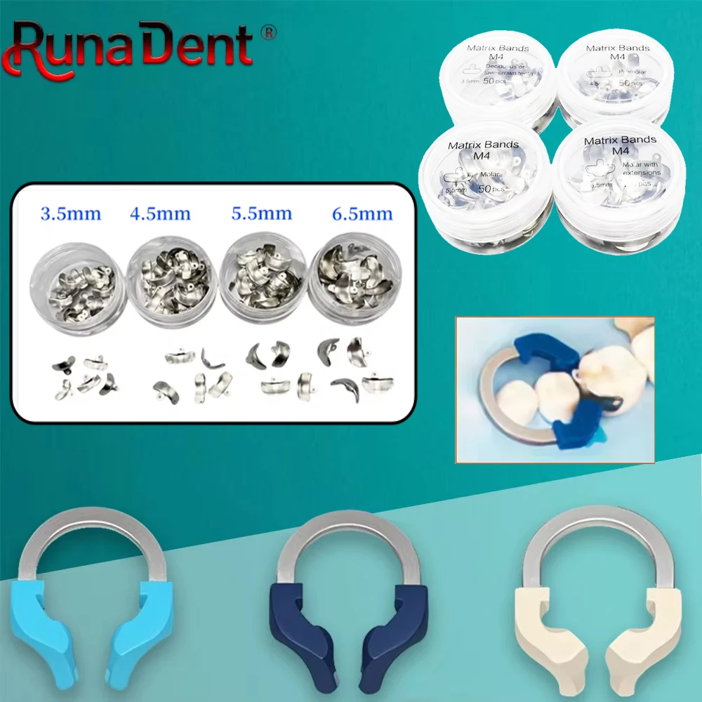 Contoured V3 Dental Matrix Bands Refill with Narrow Titanium Clamps for ...