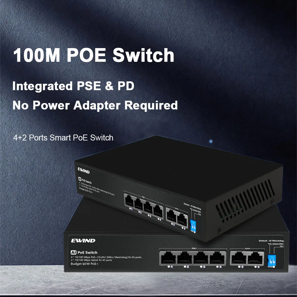 6-Port-Poe-Switch-Ethernet-Netzwerk-Switch-10-100-MBit-s-Smart-Switcher ...