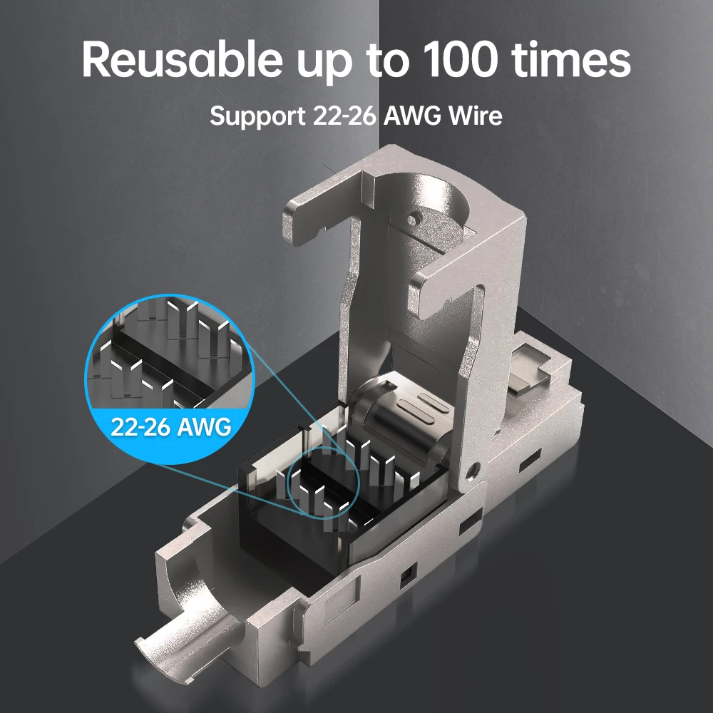 CAT8 STP RJ45 Connector CAT7 CAT6A Reusable Ethernet Termination ...
