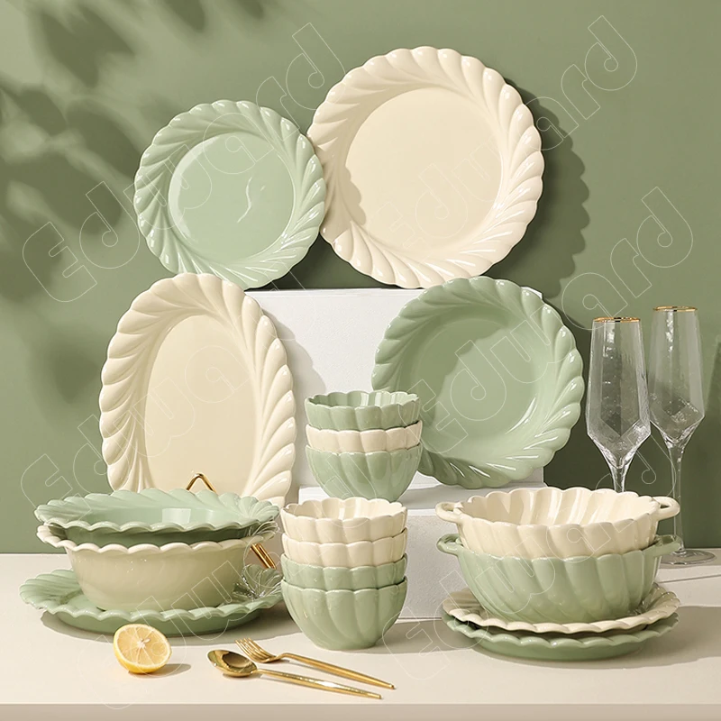 Cream-Color-Style-Dinner-Plate-Nordic-Style-Ceramic-Plates-Modern-Solid ...