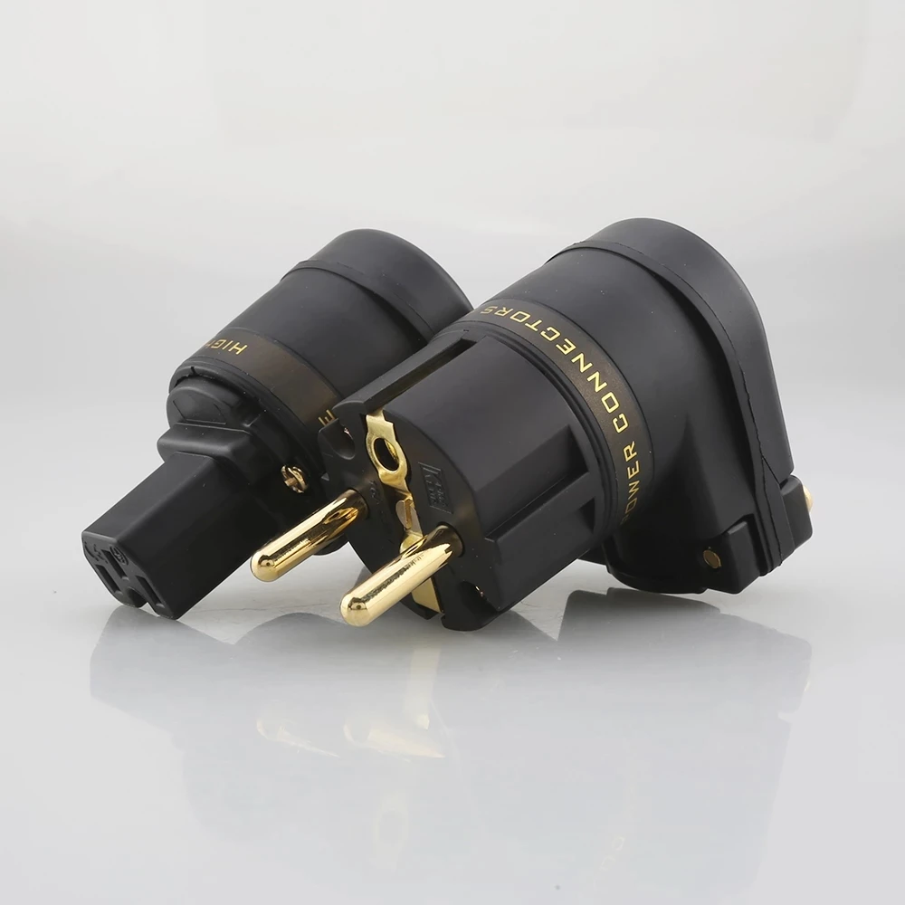 Audiocrast 24K SCHUKO Mains Right Angle Male Plug to IEC C13 Female ...