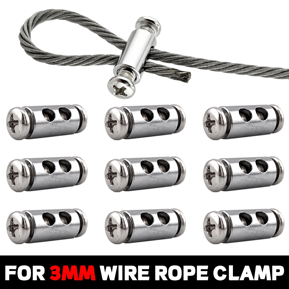 10PCS-For-2-3mm-Adjustable-Wire-rope-Clip-Double-Hole-Cable-Clamp ...