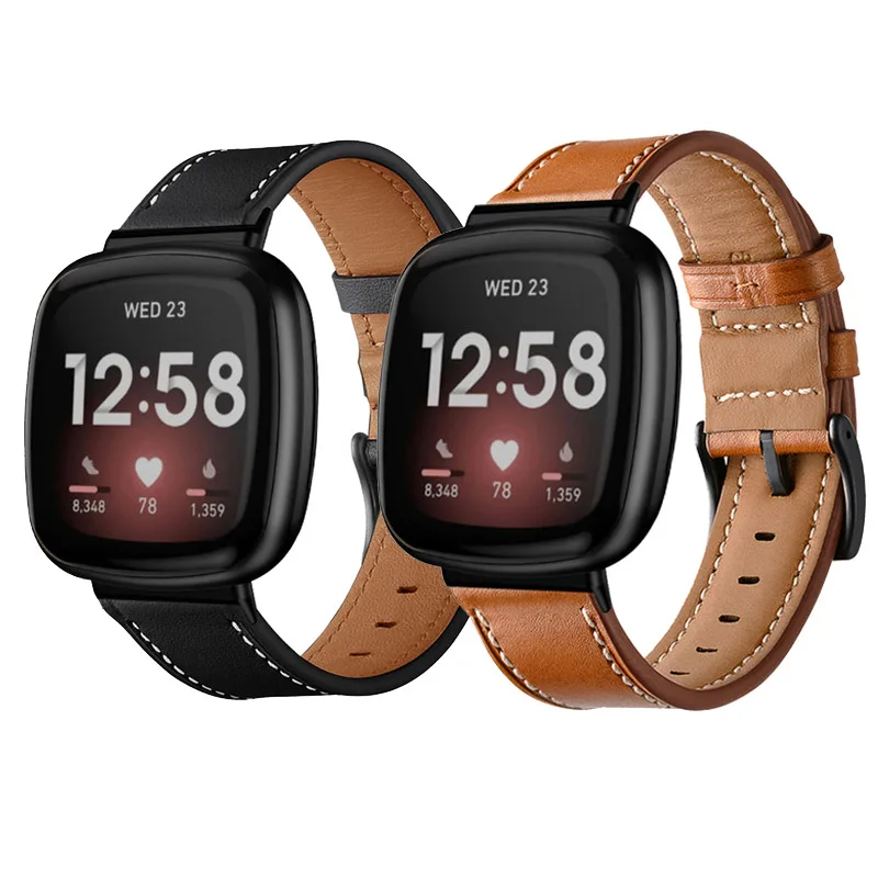 Leather-Bracelet-Strap-For-Fitbit-Versa-3-4-Sense-2-Band-Genuine ...