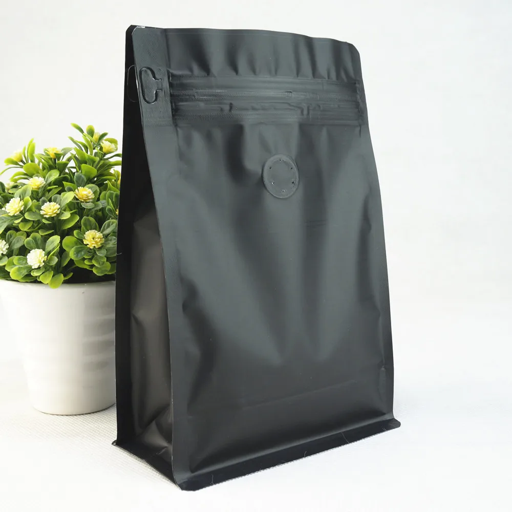 50pcs Black Coffee Packaging Bags Heat Seal, Flat Bottom Standing Up ...
