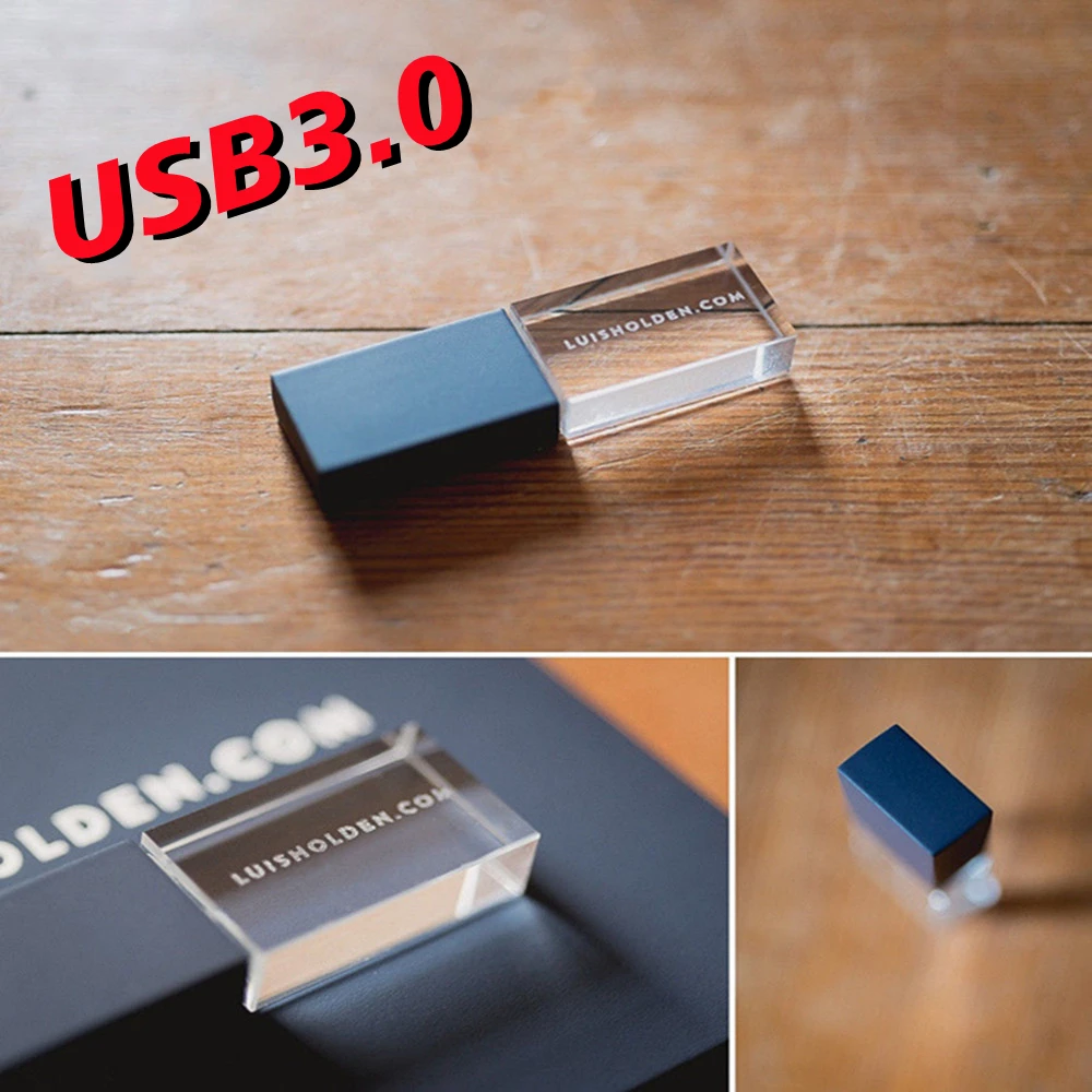 Free Custom Laser Engraving LOGO Color Metal Crystal USB3.0 High-speed ...