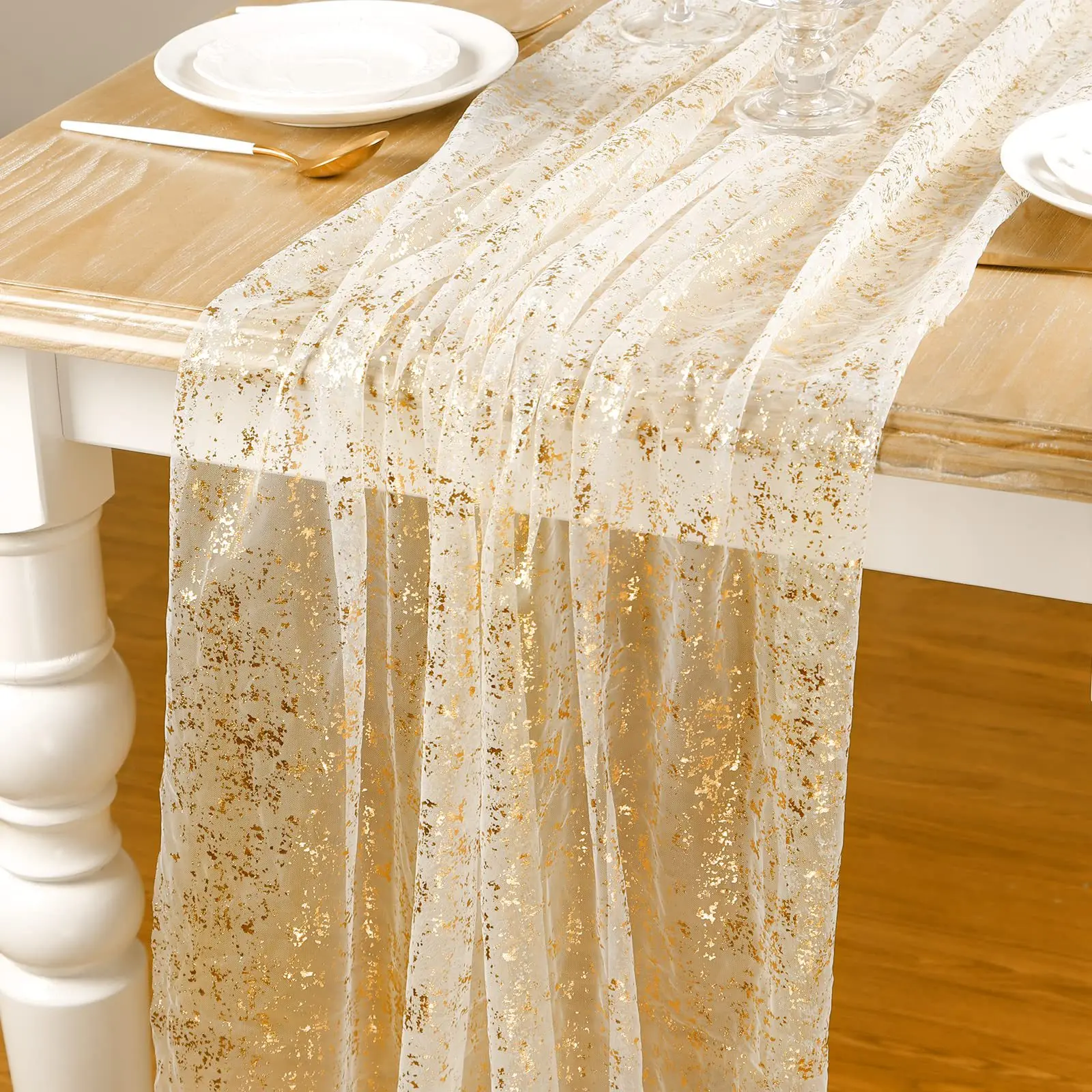 70x400CM-Soft-Sparkle-Metallic-Gold-Table-Runner-Sheer-Golden-Sequin ...