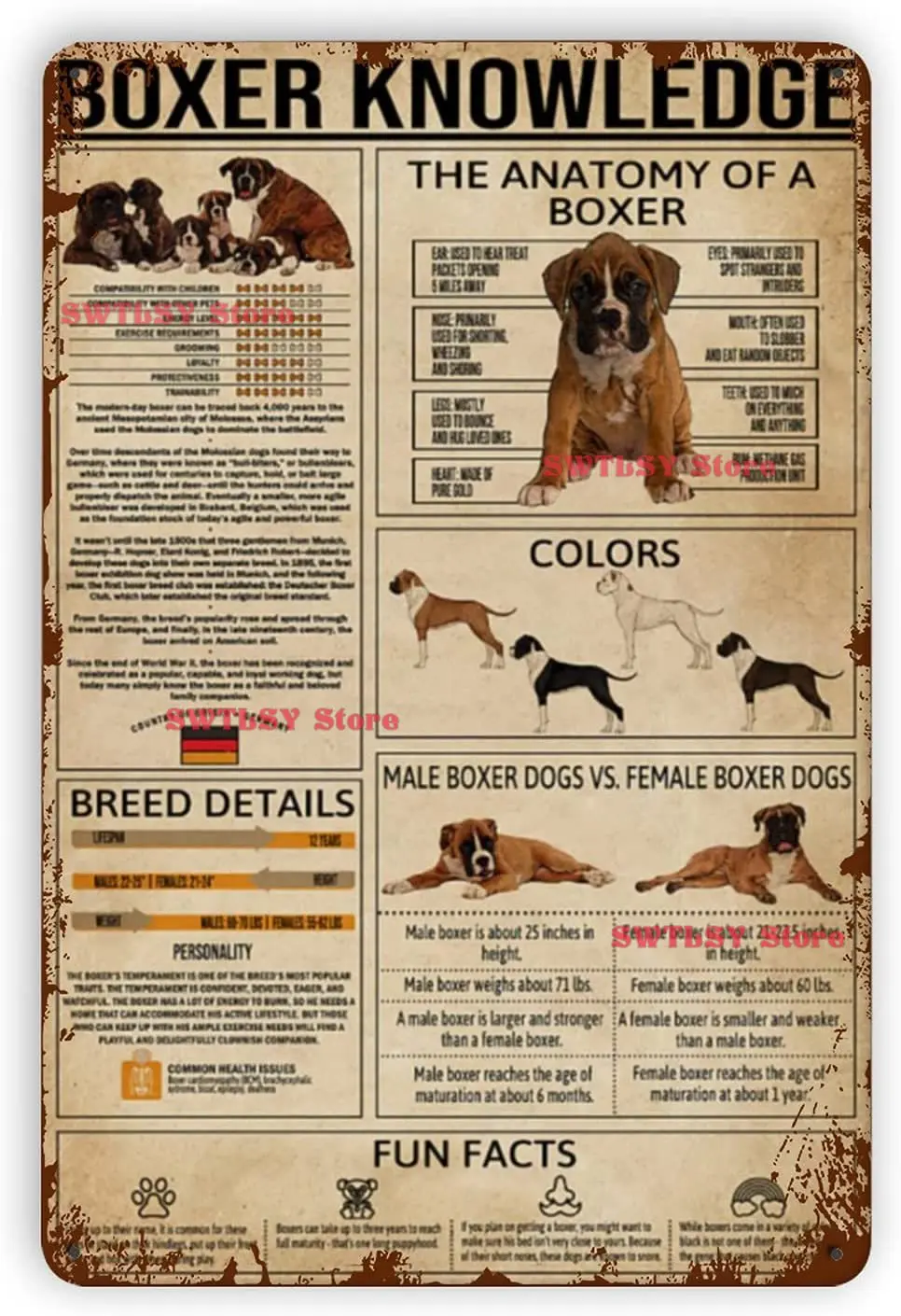 Metal-Vintage-Tin-Signs-Boxer-Knowledge-Dog-Funny-Wall-Decor-for-Home ...