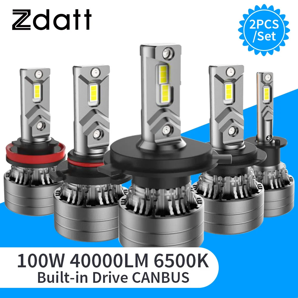 Zdatt faros h7 Led para coche y camión, bombillas Canbus sin Error, 100W, 40000LM, 6500K, 12V ...